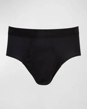 Stefano Ricci Solid Cotton Briefs - Black