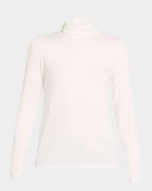 Majestic Filatures Majestic Filatures Viscose Jersey Turtleneck Blanc 01bl