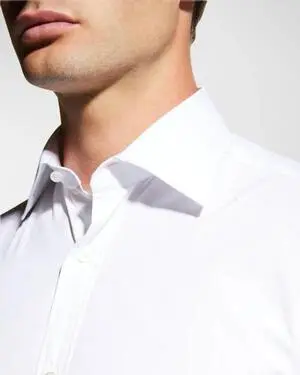 Charvet Apos;s Basic Solid Point-collar Dress Shirt With French Cuffs - White