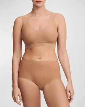 Chantelle Soft Stretch Padded Crop Top Soft Bra Coffee Latte