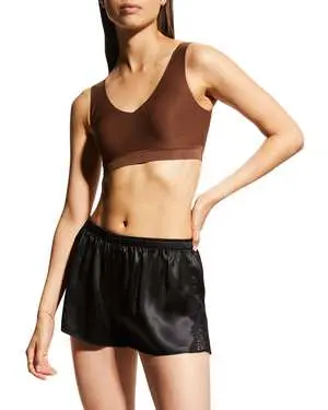 Chantelle Soft Stretch Padded Crop Top Soft Bra Walnut