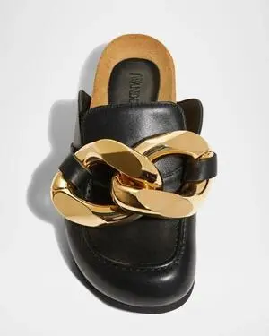 JW Anderson Chunky Napa Chain Slide Mules - Black