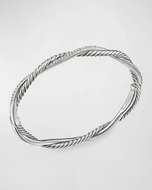 David Yurman Petite Pavé Twisted Wire Bracelet - Silver