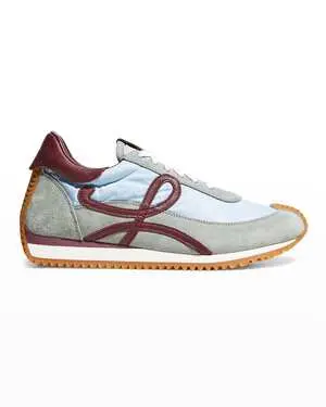 Loewe Men's Flow Colorblock Runner Sneakers Light Blueburgund