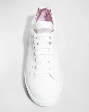 Dolce & Gabbana Portofino Logo Low-top Sneakers - White/pink