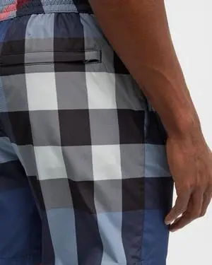 Burberry Apos;s Guildes Signature Check Swim Trunks - Blue
