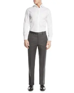 Emporio Armani Basic Flat-front Trousers - Gray