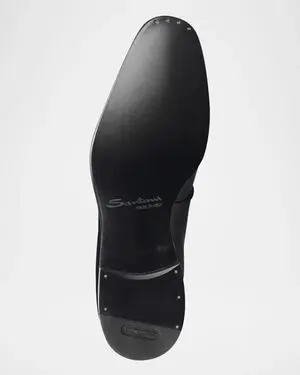 Santoni Isogram Patent Leather Derby Shoes - Black