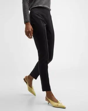 Akris Melissa Techno Slim Straight Leg Pants - Black