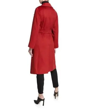 Max Mara Manuela Camel Hair Belted Wrap Coat Red