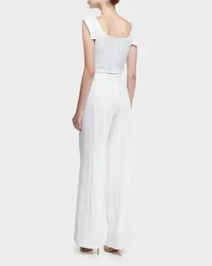 Black Halo Black Halo Jackie Belted Wide-Leg Jumpsuit White