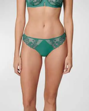 Simone Perele Saga Lace Thong Garden Green
