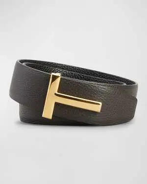 TOM FORD TOM FORD Signature T Reversible Leather Belt Brown And Black