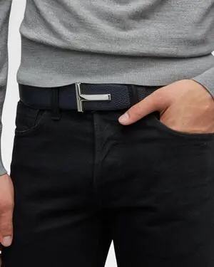 TOM FORD TOM FORD Signature T Reversible Leather Belt Dark Navy