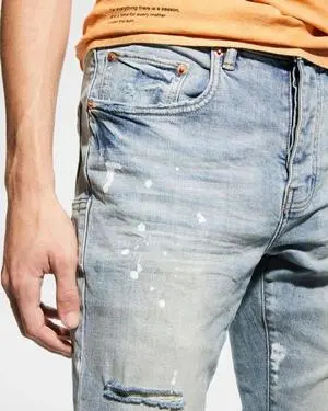 PURPLE BRAND Apos;s Distressed Light-wash Paint Jeans - Lt Indigo