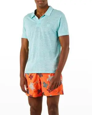 Vilebrequin Men & Apos;s Pyramid Linen Polo Shirt Kerala