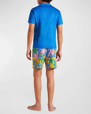 Vilebrequin Apos;s Pyramid Linen Polo Shirt - Palace Blu