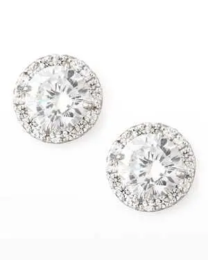 FANTASIA BY DESERIO Sterling Silver Pave Stud Earrings - Clear