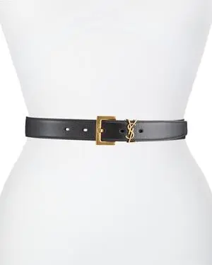 Saint Laurent Box Laque Leather Belt - Black / Bronze  display picture 3