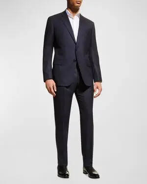 Giorgio Armani Two-button Soft Basic Suit, Navy Dark Blue