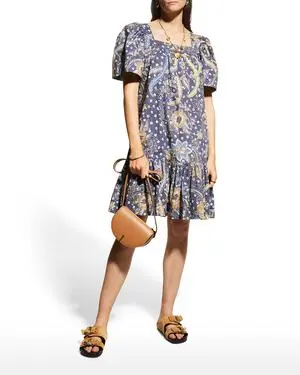 Cara Cara Janie Batik-print Cotton Dress - Batik Navy