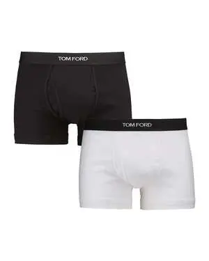 TOM FORD Men & Apos;s 2-pack Solid Jersey Boxer Briefs 999 White Black