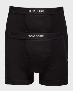 TOM FORD Men & Apos;s 2-pack Solid Jersey Boxer Briefs Black