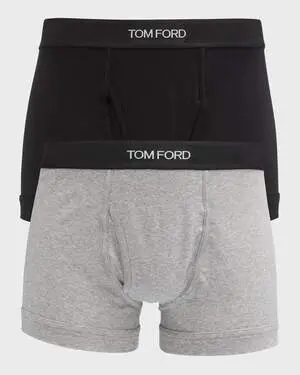 TOM FORD Men & Apos;s 2-pack Solid Jersey Boxer Briefs Black/grey