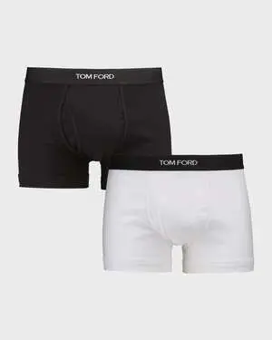 TOM FORD Men & Apos;s 2-pack Solid Jersey Boxer Briefs White/black