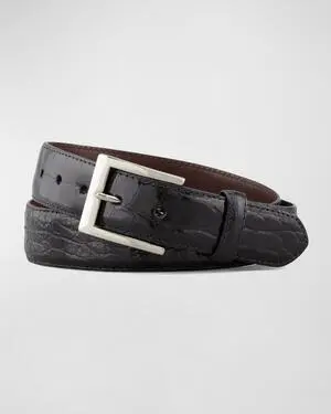 W.KLEINBERG Glazed Alligator Belt - Black