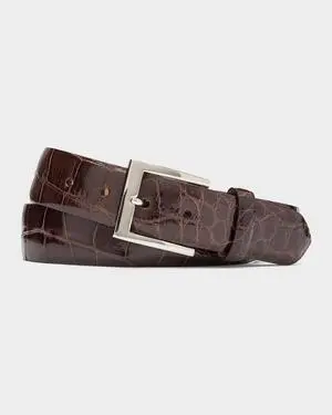 W.KLEINBERG Glazed Alligator Belt - Chocolate