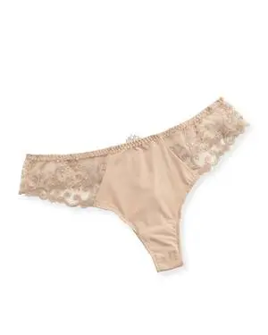 Simone Perele Delice Lace Mesh Thong Nude