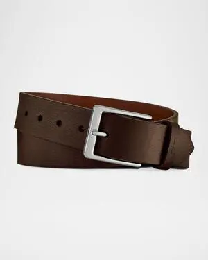 Shinola Lightning Bolt Leather Belt - Dark Brown
