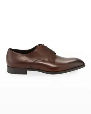 Giorgio Armani Men's Calf Leather Derby Shoes Brown