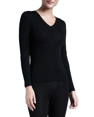 Hanro Hanro Wool And Silk Blend V-Neck Top Black