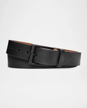 Shinola Lightning Bolt Keeper Leather Belt - Black
