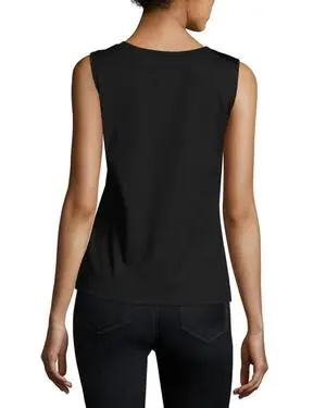 Lafayette 148 New York Stretch Cotton Tank - Black