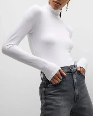 Majestic Filatures Soft Touch Mock Turtleneck Top - White