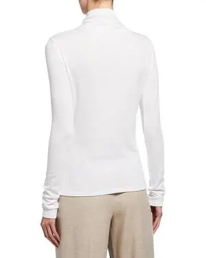 Vince Essential Long-sleeve Cotton Turtleneck Top - White