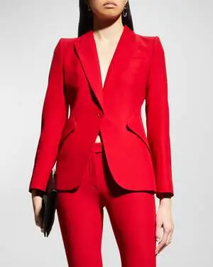Alexander McQueen Classic Single-breasted Suiting Blazer - Navy