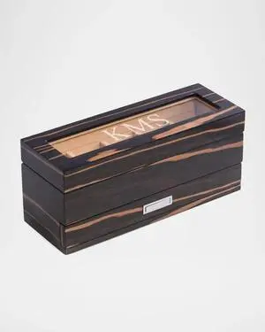 BEY-BERK Apos;s Personalized Wooden Watch %26 Accessory Storage Case - Ebony