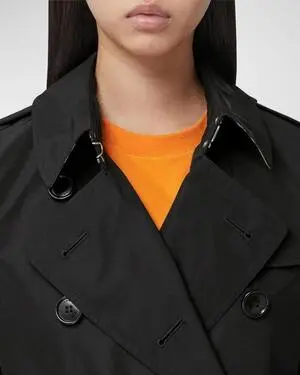 Burberry Kensington Double-breasted Trench Coat With Detachable Hood - Black