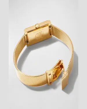 Gucci G-frame Rectangular Mother-of-pearl Watch W/ Mesh Strap