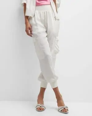 Cinq À Sept Tous Les Jours Giles Satin Jogger Pants - Ivory