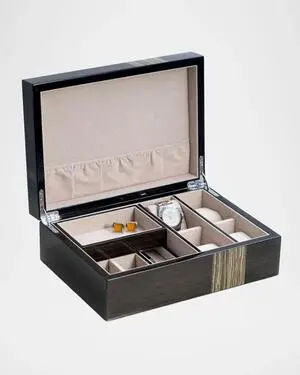 BEY-BERK Lacquered Wood Valet Box - Ash