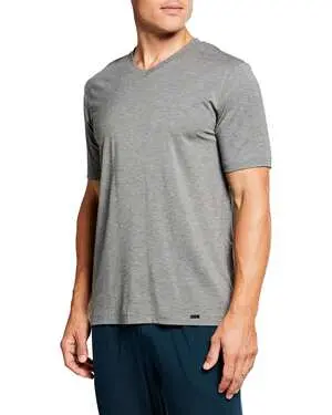 Hanro Men's Casual V-neck T-shirt Gray Pattern