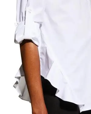 Finley Agatha Side-flounce Poplin Shirt - White