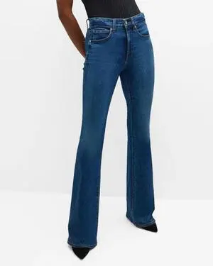 Veronica Beard Beverly High-rise Flare Jeans - Bright Blue