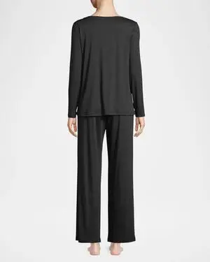 Hanro Moments Long Sleeve Pajama Set - Black