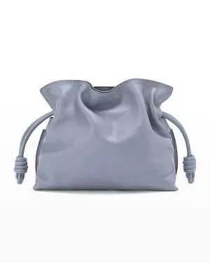 Loewe Flamenco Mini Clutch Bag In Napa Leather With Blind Embossed Anagram Atlantic Blue